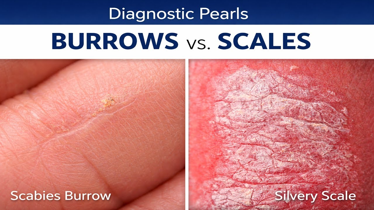 Pathognomonic Dermatology: Burrows, Silvery Scales, and Auspitz Sign ...