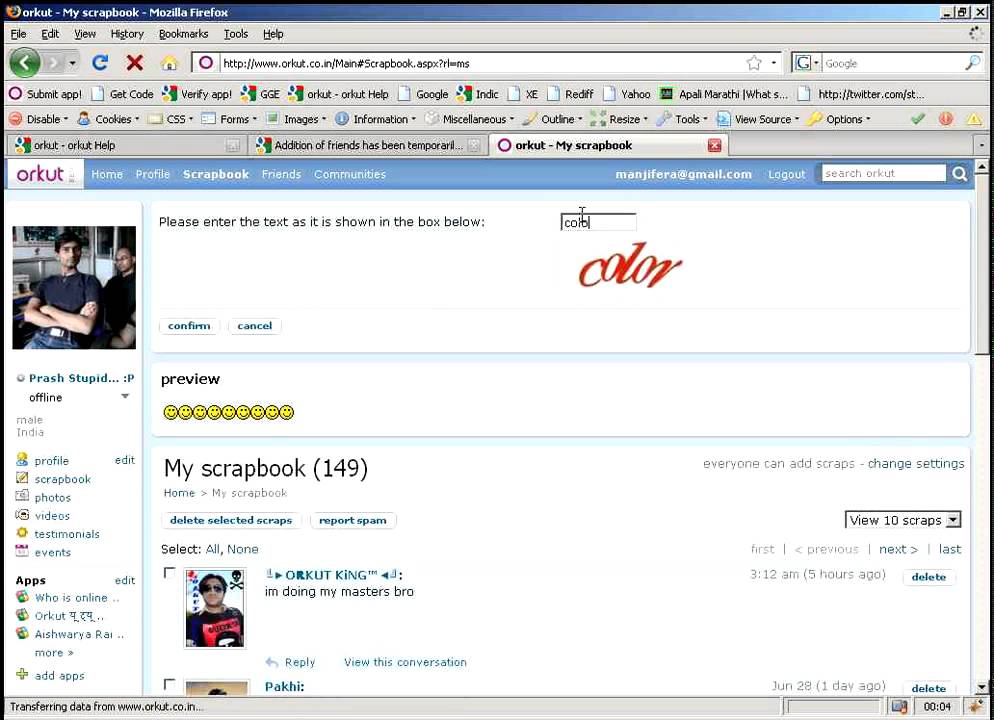 orkut scrap and Spam issue - YouTube