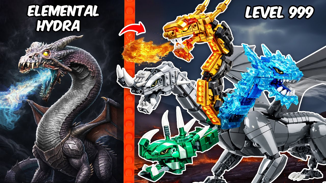 100 Days Escaping the 4-Headed ELEMENTAL HYDRA DRAGON! | AM Bricks ...