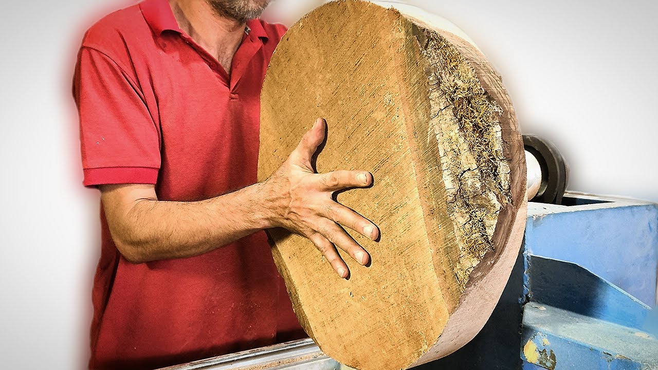 Woodturning - A wonderful large wooden plate - YouTube