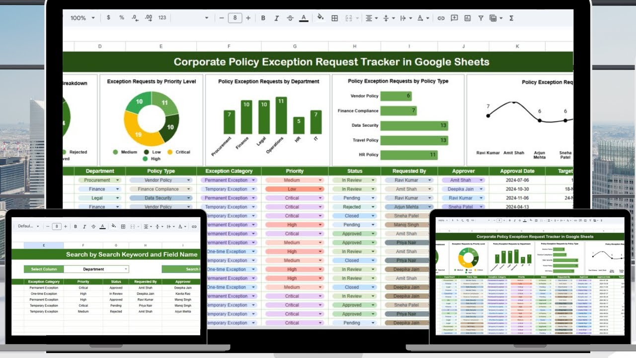 Corporate Policy Exception Request Tracker in Google Sheets - YouTube