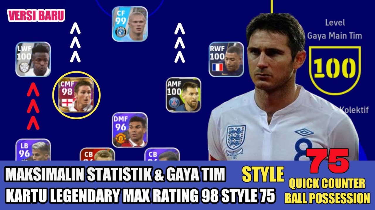 RACIKAN TERBAIK FRANK LAMPARD LEGENDARY RATING MAX 98 STYLE 75 ...