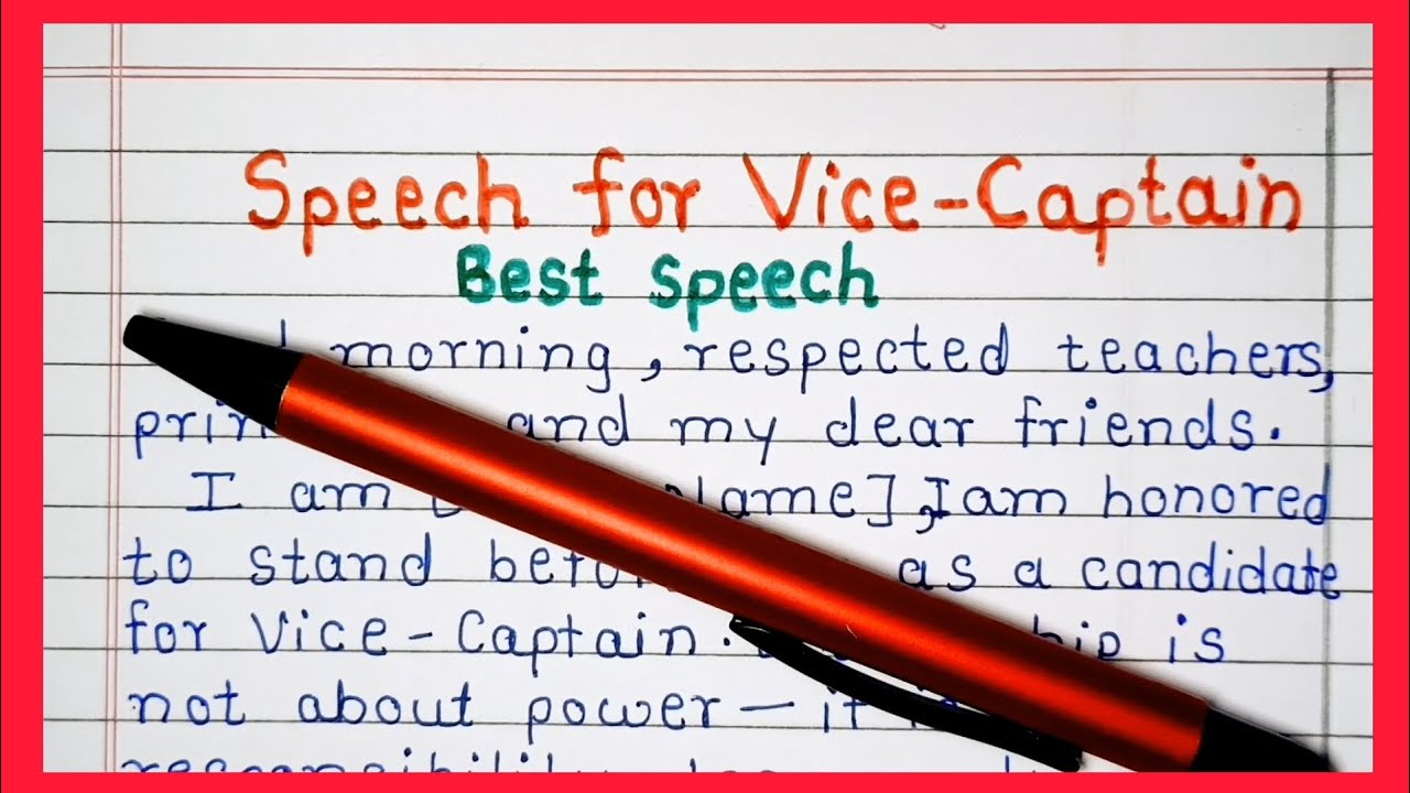Simple and Effective Vice-Captain Speech | School Election Speech ...