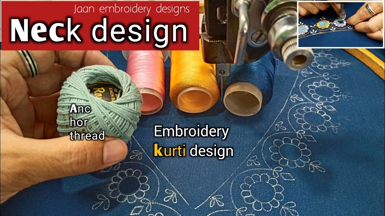 Dress neckline design with embroidery machine work - Kurti neck ...