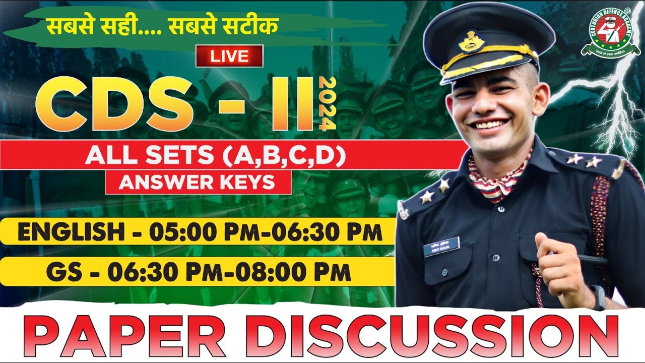 CDS 2 2024 "LIVE"🔥Paper Discussion (ENGLISH + GS) for CDS Students #cds ...