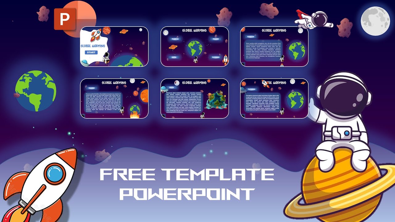 FREE TEMPLATE PPT ASTRONAUT #1 | GLOBAL WARMING | MORPH + ANIMATION ...