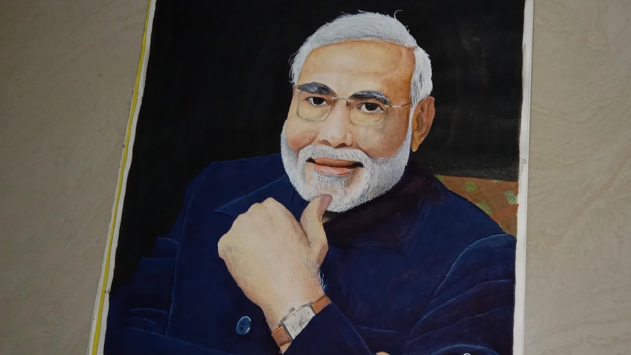 Drawing of Shree Narendra Modi using Water colour || Portrait || - YouTube