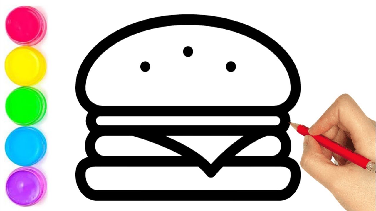 How To Draw Burger 🍔 🍔 Drawing Very Easy|| Burger 🍔 Drawing Easy Step ...