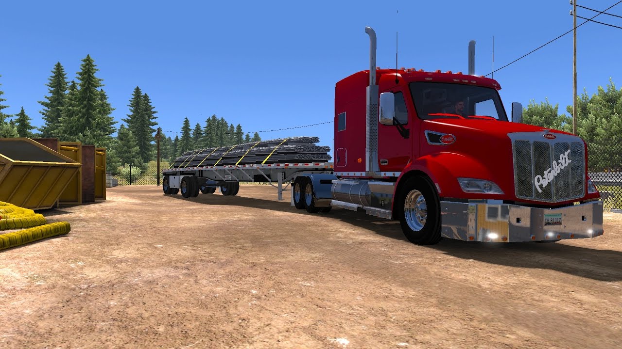 ATS V1.6 - 16 Cargo on A Transcraft Eagle Flatbed Spread Axle | ATS ...