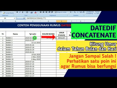 Cara hitung umur dalam hitungan tahun bulan dan hari di Excel | Datedif ...