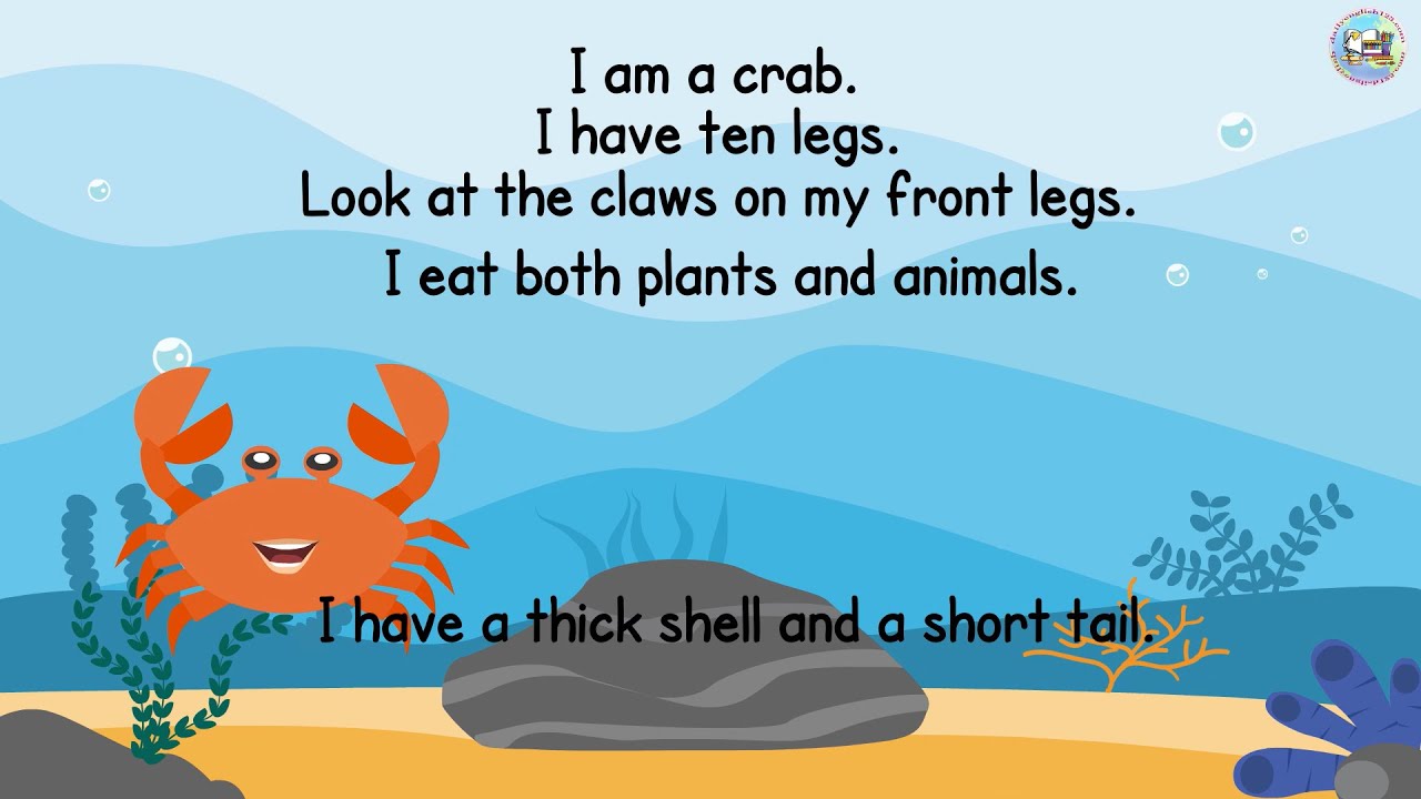 Reading about crab | easy reading about sea animals | animation about ...