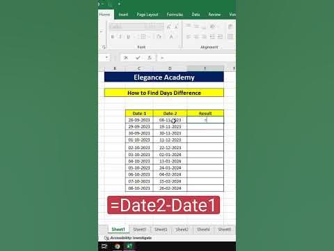 How to Find Date Difference in Excel #excel #msexcel #eleganceacademy # ...
