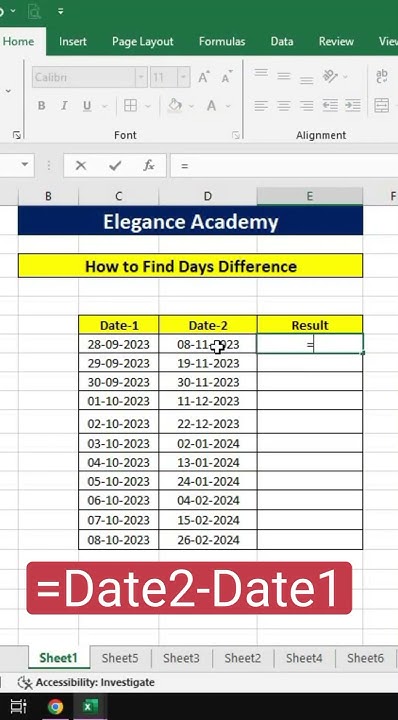 How to Find Date Difference in Excel #excel #msexcel #eleganceacademy # ...