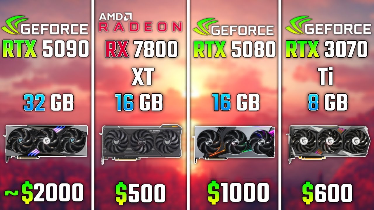 RTX 5090 vs RX 7800 XT vs RTX 5080 vs RTX 3070 Ti | Test in 6 Games ...