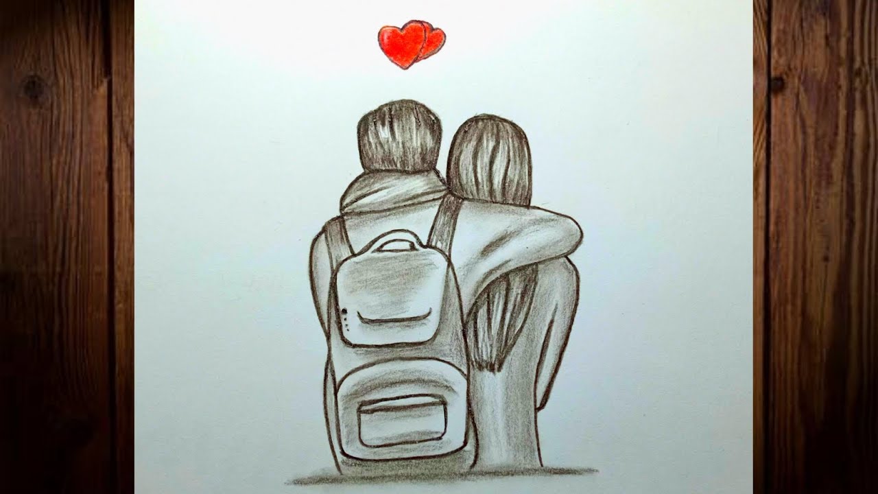 How to draw sitting Lovers Step by Step - Couple Drawings for Beginners ...