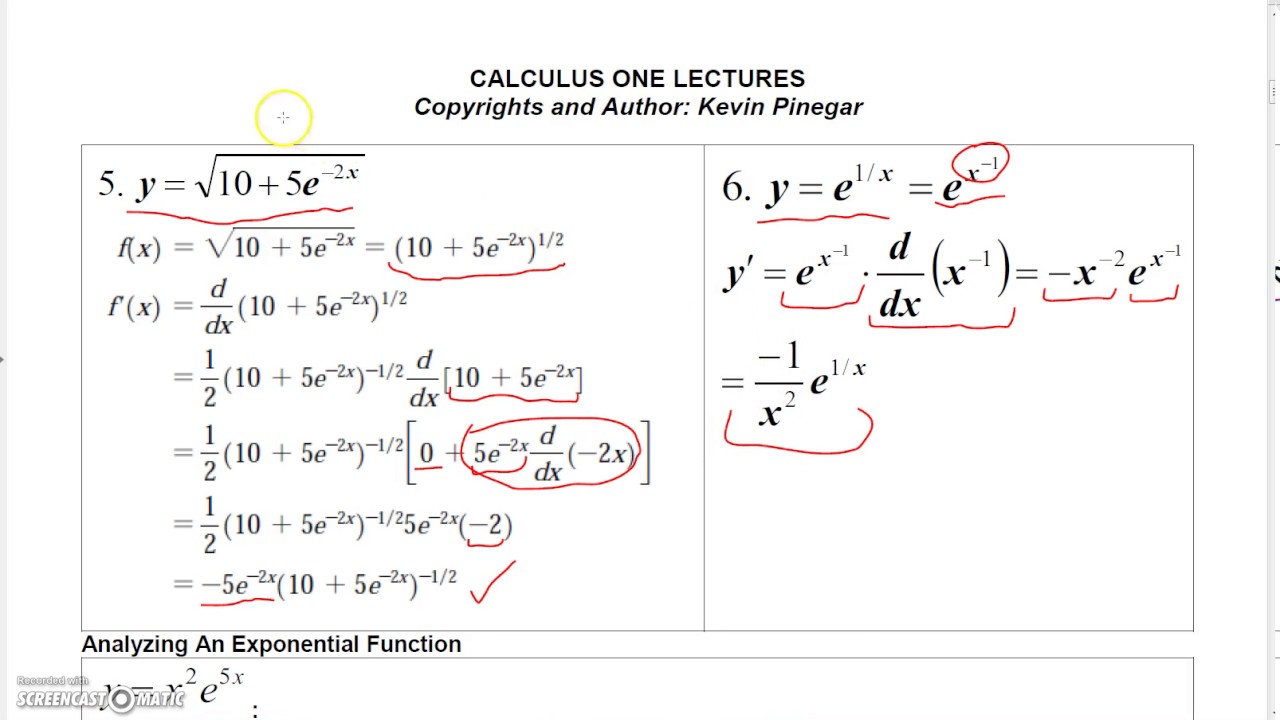 Calculus 1 Lecture 5 4_5 5 Part 1 Calculus of Exponential Functions ...