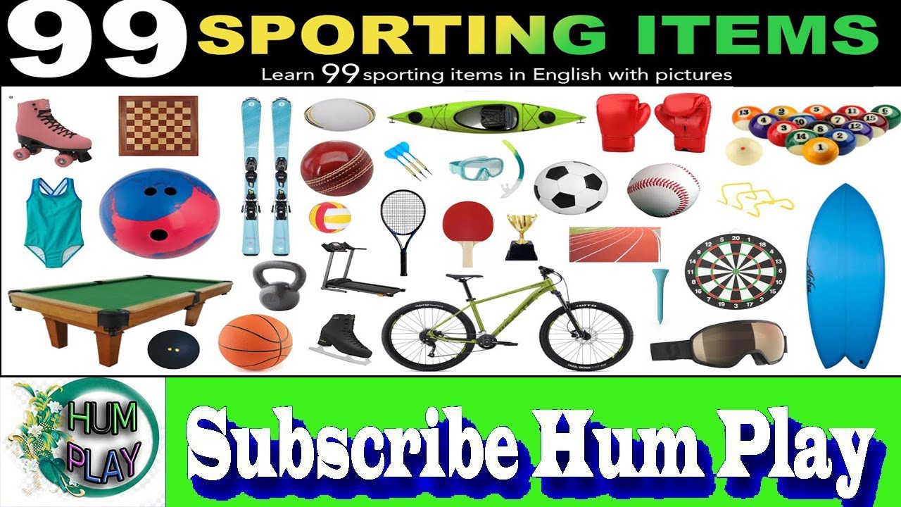 English Vocabulary | Learn 99 SPORTING ITEMS in English Urdu and Hindi ...
