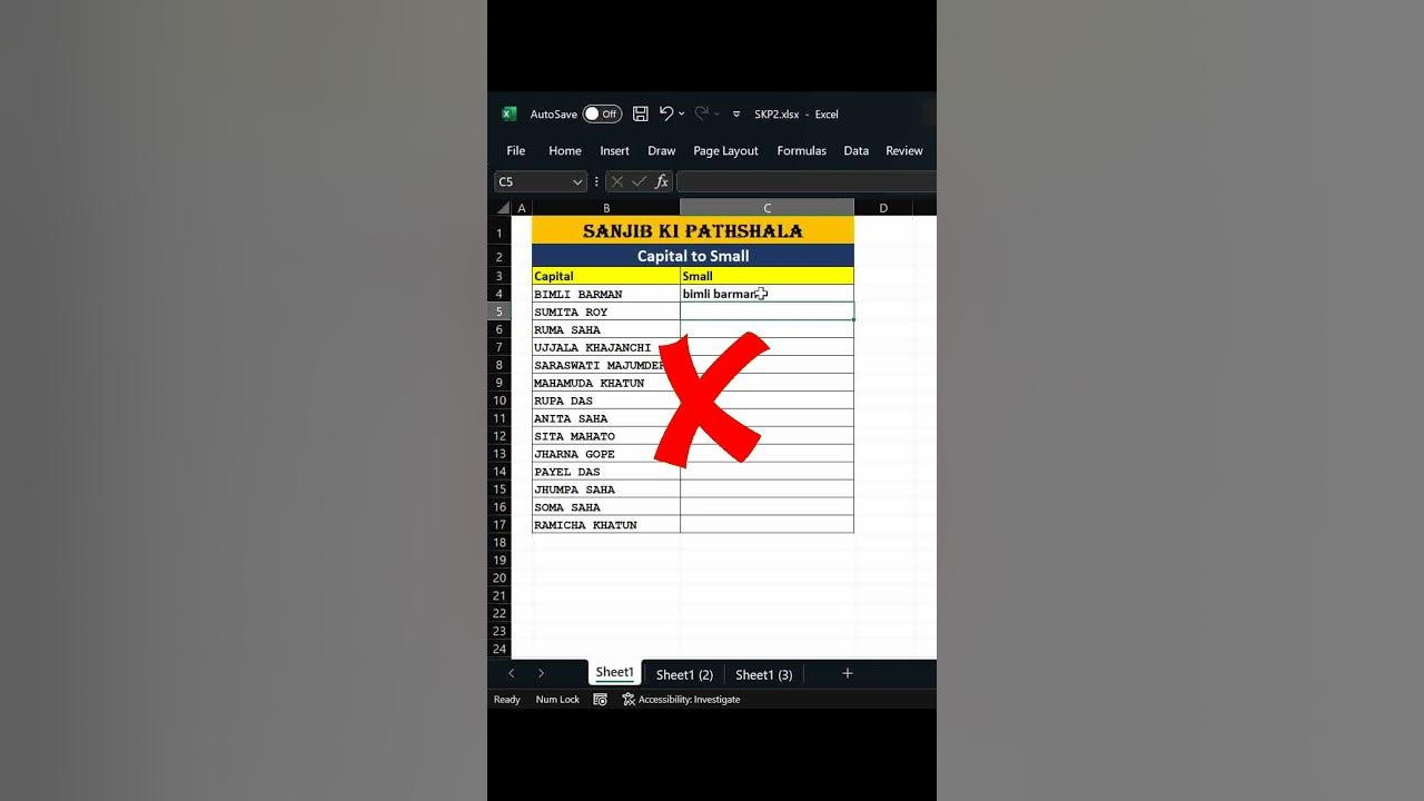 How Do Capital Names To Small In Excel Excel Exceltips Exceltricks Excelbasic Lower Youtube