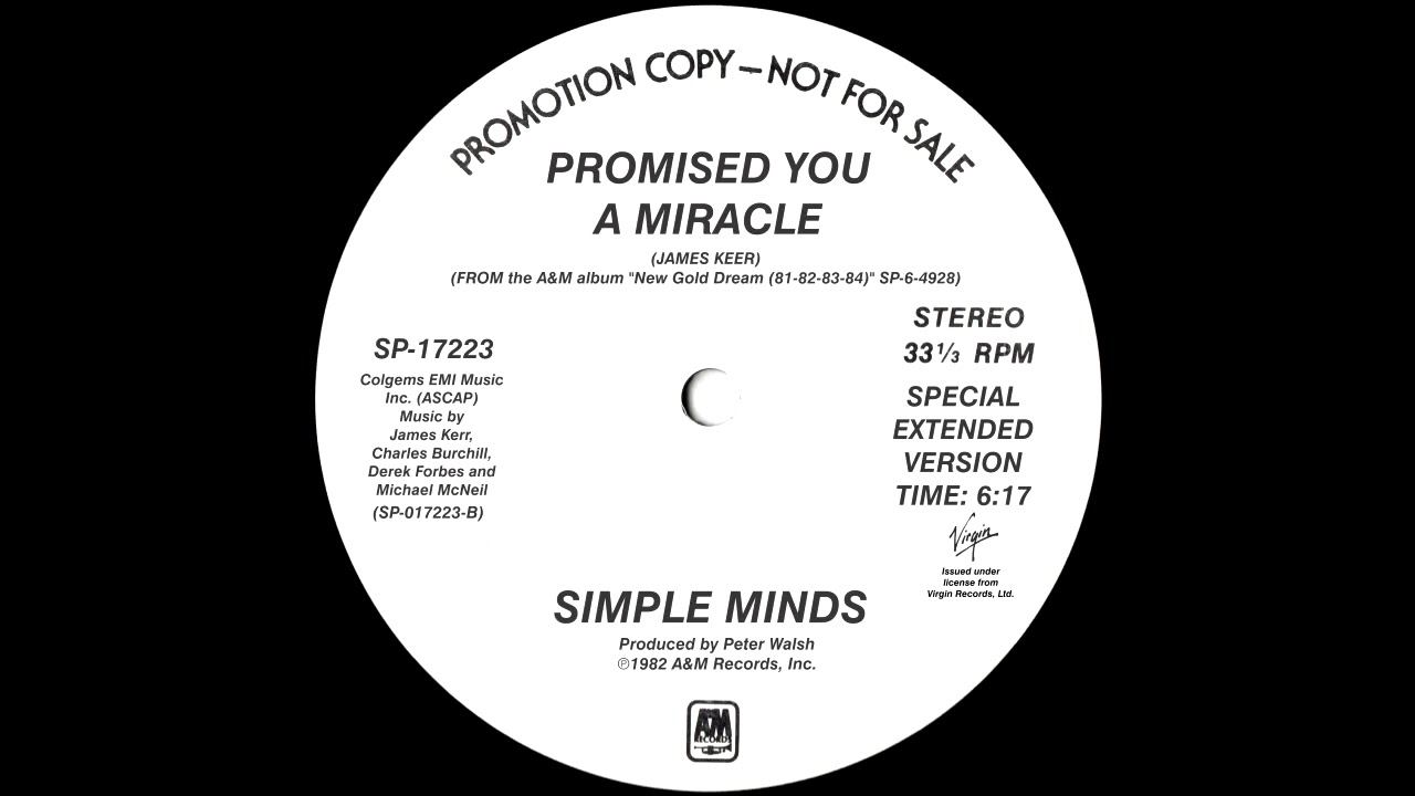 Simple Minds - Promised You A Miracle (Special Extended Version) 1982 ...
