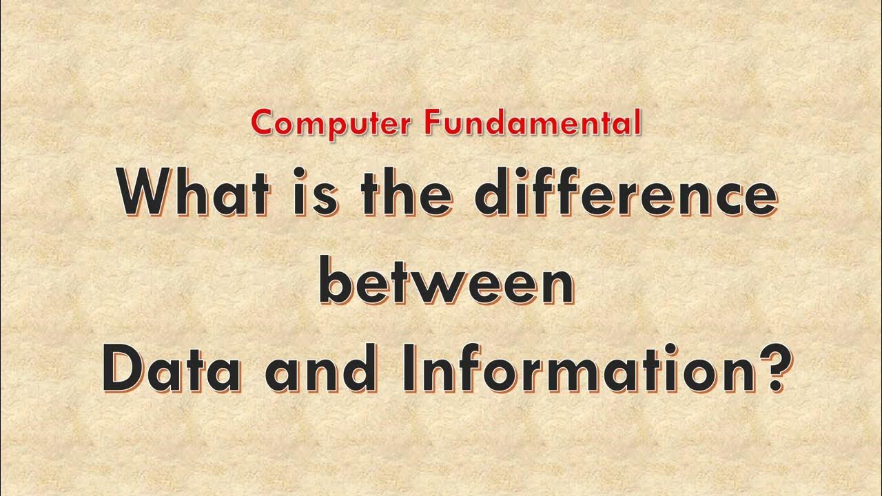 Lec - 04 What is the difference between Data and Information |Data and ...