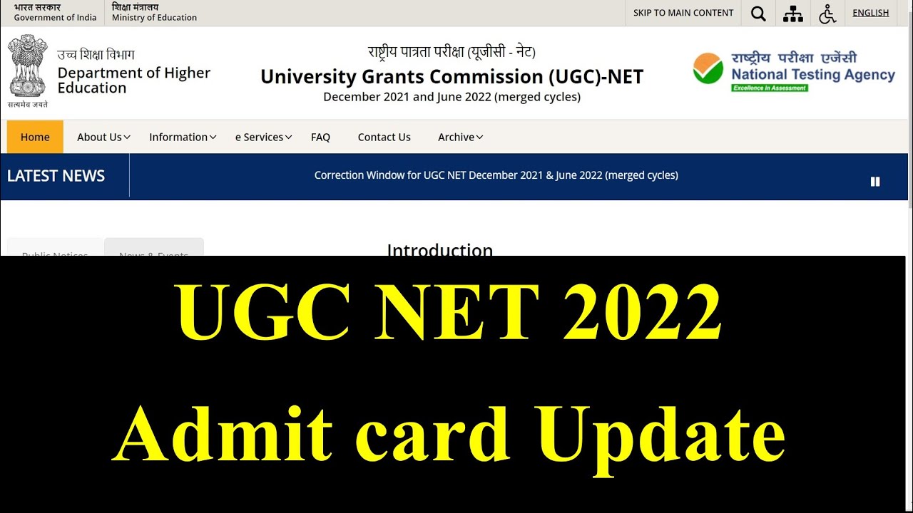 UGC NET Exam Admit Card Update 2022 | UGC NET June 2022 | UGC NET Exam ...