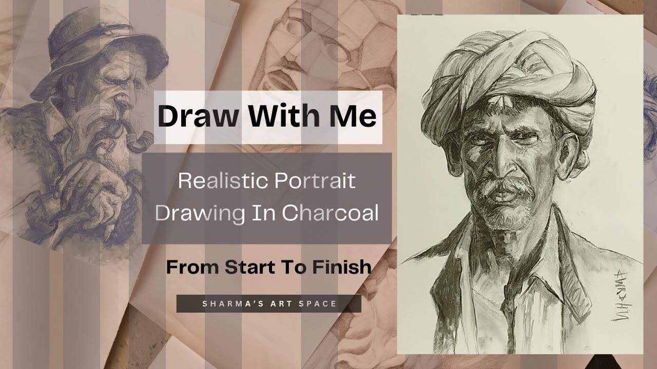 Draw With Me – Charcoal Portrait Study | Watch the Full Process | Long ...
