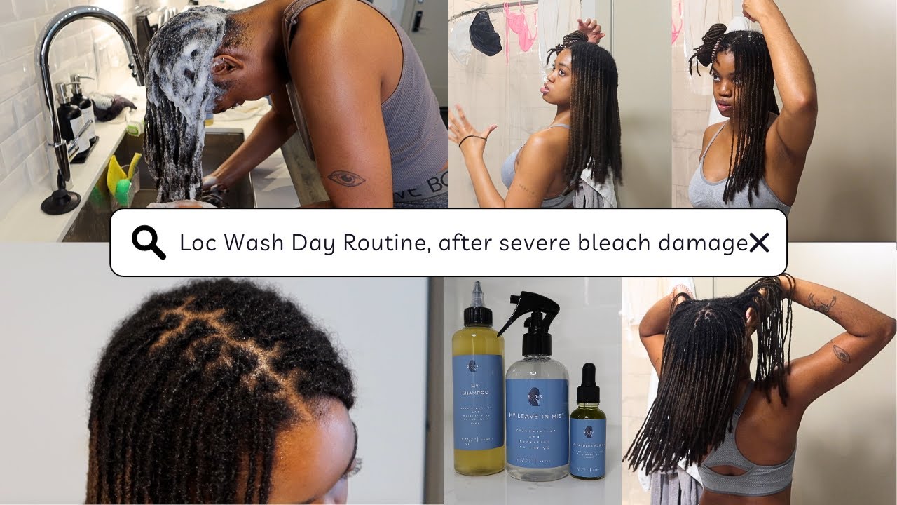 My Official Loc Wash Day Routine | coming back from severe bleach ...