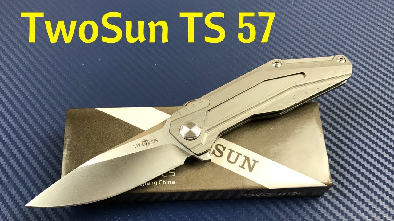 TwoSun TS 57 Titanium framelock flipper Knife Night Morning Design ...