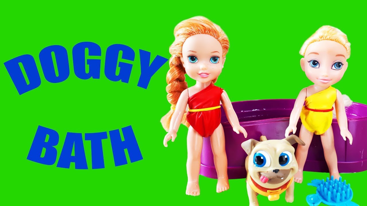 DOGGY BATH! - Elsa and Anna Toddlers have to bath the DOG! - YouTube