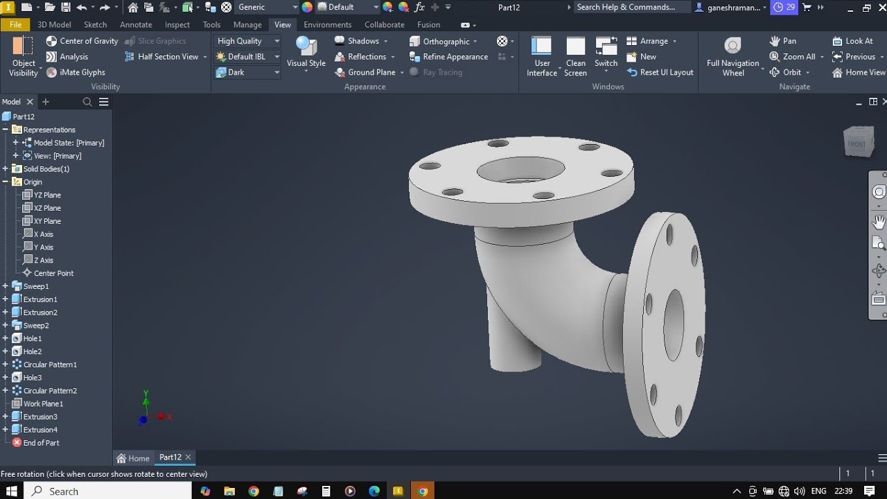 Part design exercise-5 using Autodesk inventor professional 2026 - YouTube