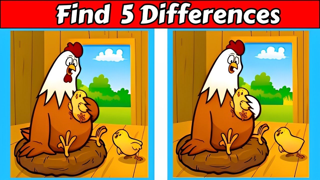 Find The Difference | Spot The 5 Differences Between Two Images - YouTube