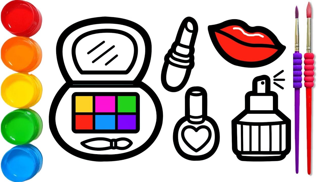 how to draw make-up tools for beginners - YouTube