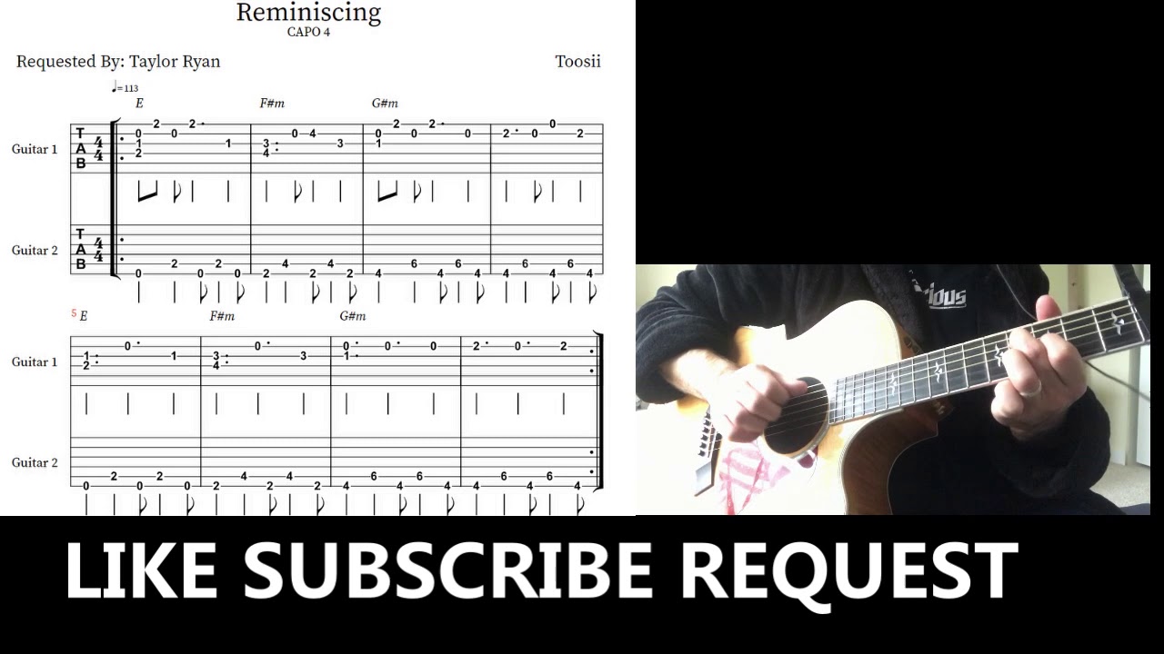 Toosii - Reminiscing (Guitar parts with Tab) - YouTube