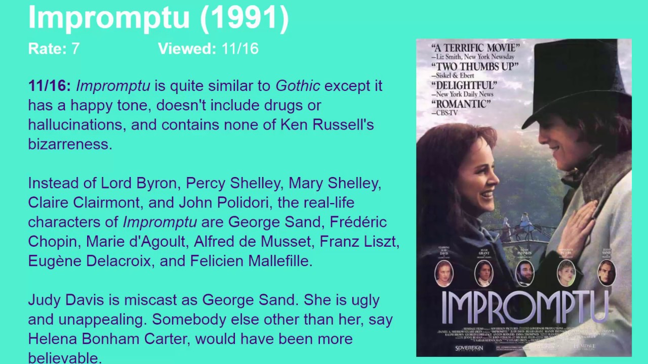 Movie Review: Impromptu (1991) [HD] - YouTube