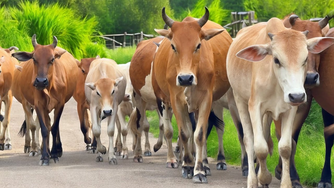 Video Gerombolan Sapi Lembu beramai-ramai di jalan, sapi lucu, Suara ...