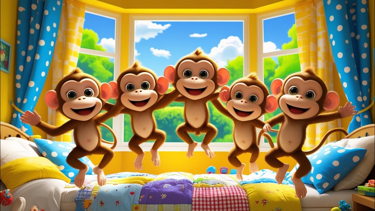Five Little Monkeys Jumping on the Bed | Nursery Rhymes & Kids Songs #nurseryrhymes #kids #baby ...