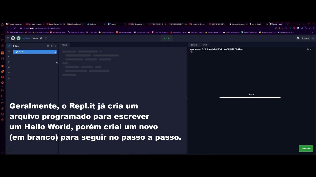 Como Rodar um Hello World em C usando repl.it - YouTube