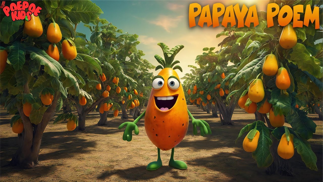 Kids Poem on papaya fruits | Kids video Nursery Rhymes | PoePoe Kids ...