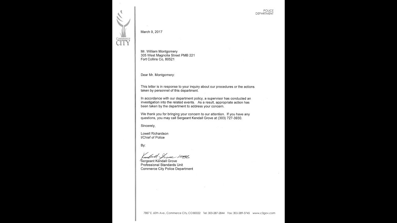 2017/03/09 - Letter From Sergeant Grove (Police PSU) Regarding The ...