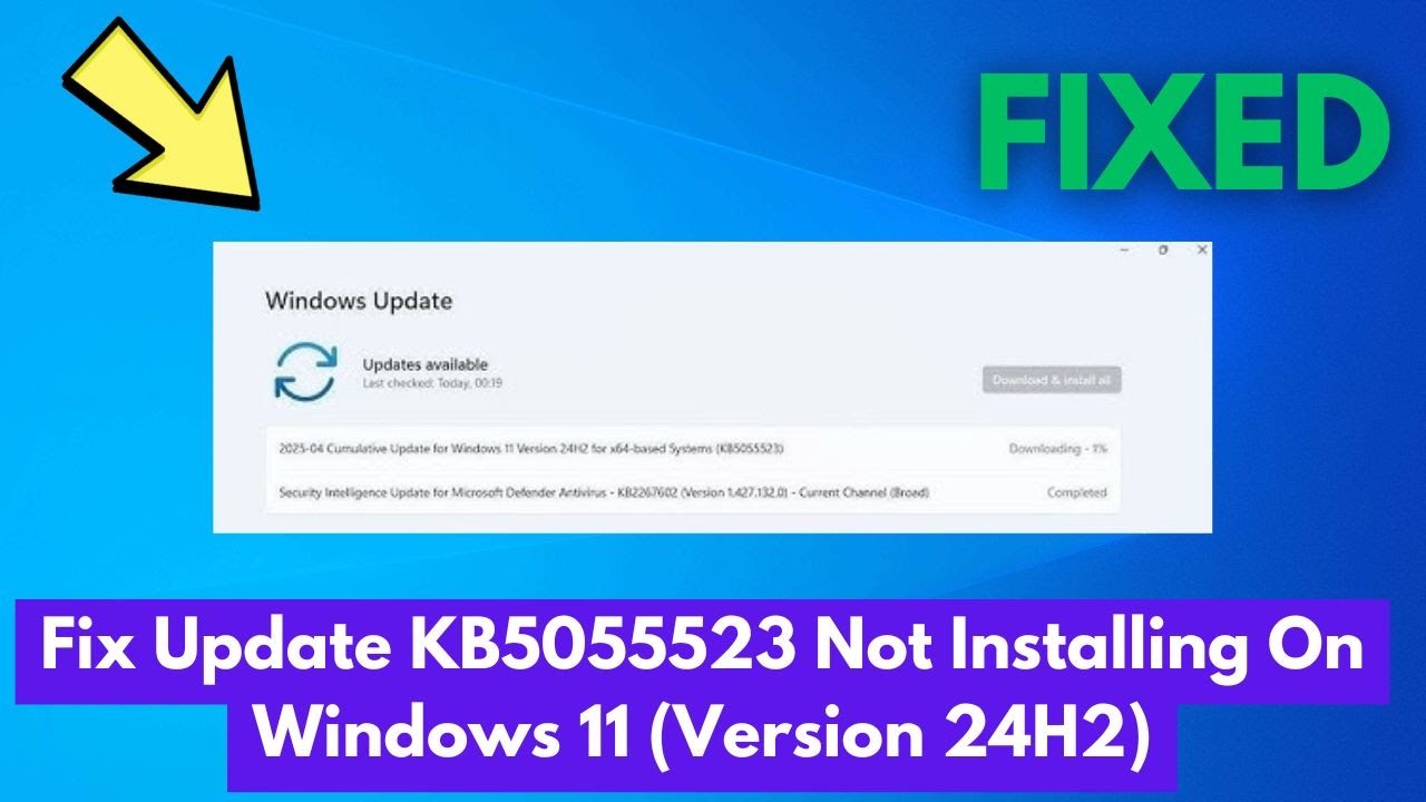 Fix Update KB5055523 Not Installing On Windows 11 (Version 24H2) - YouTube