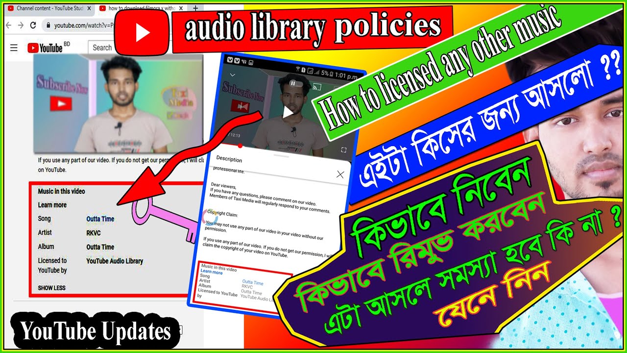 Youtube audio library music useing but why showing my video description ...
