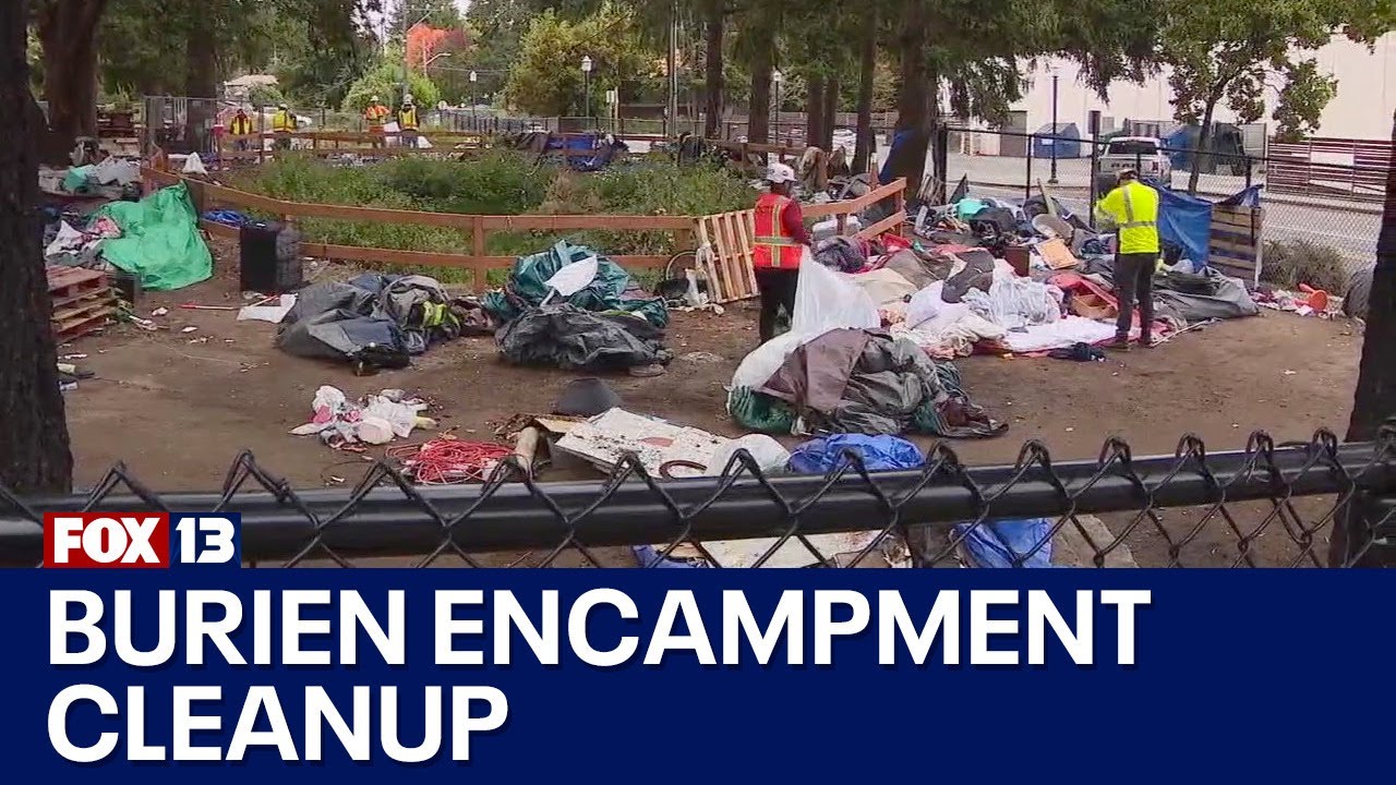 Burien encampment cleared, cleanup underway | FOX 13 Seattle - YouTube