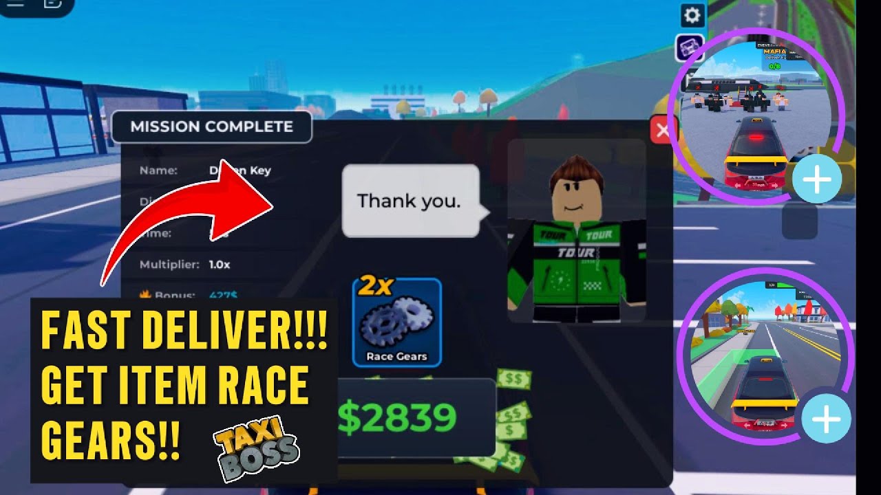 Fast Deliver Get Item Race Gears⚙️MafiaBoss LandedTaxi Boss🚖 Roblox ...
