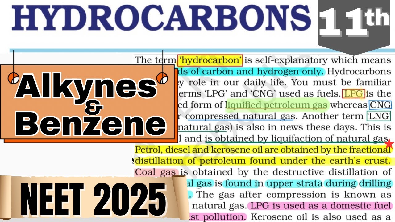 Alkynes and Benzene | Hydrocarbons NCERT Line by Line Explanation ...