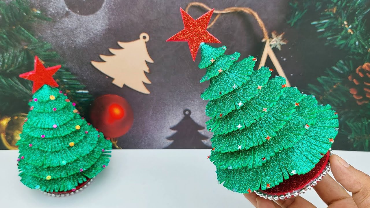 Glitter Foam Christmas Crafts🎄 How to Make Cute Christmas Tree🎄 ...