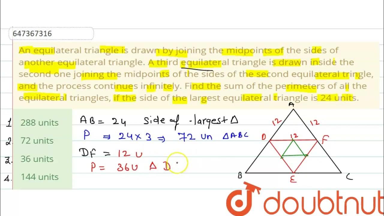 An equilateral triangle is drawn by joining the midpoints of the sides of another equilateral tr ...