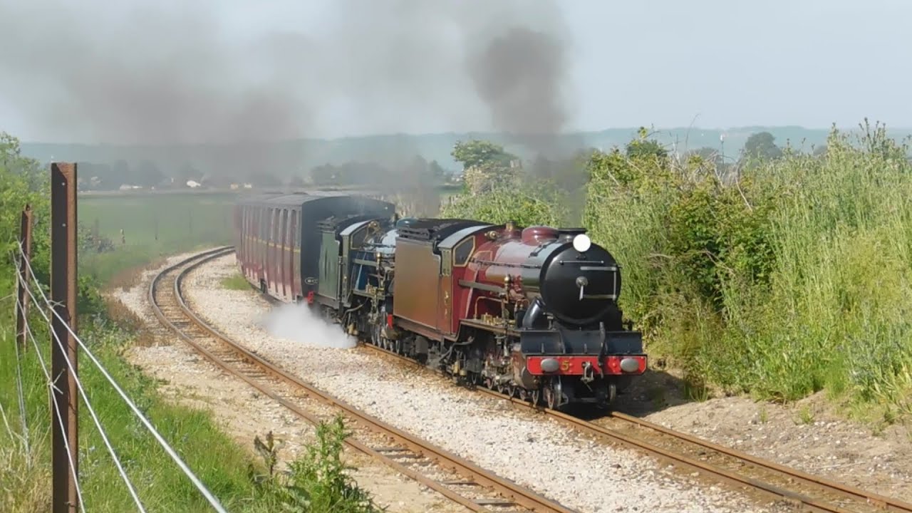 RH&DR - No.5 "Hercules" and No.6 "Samson" power across the marsh with ...
