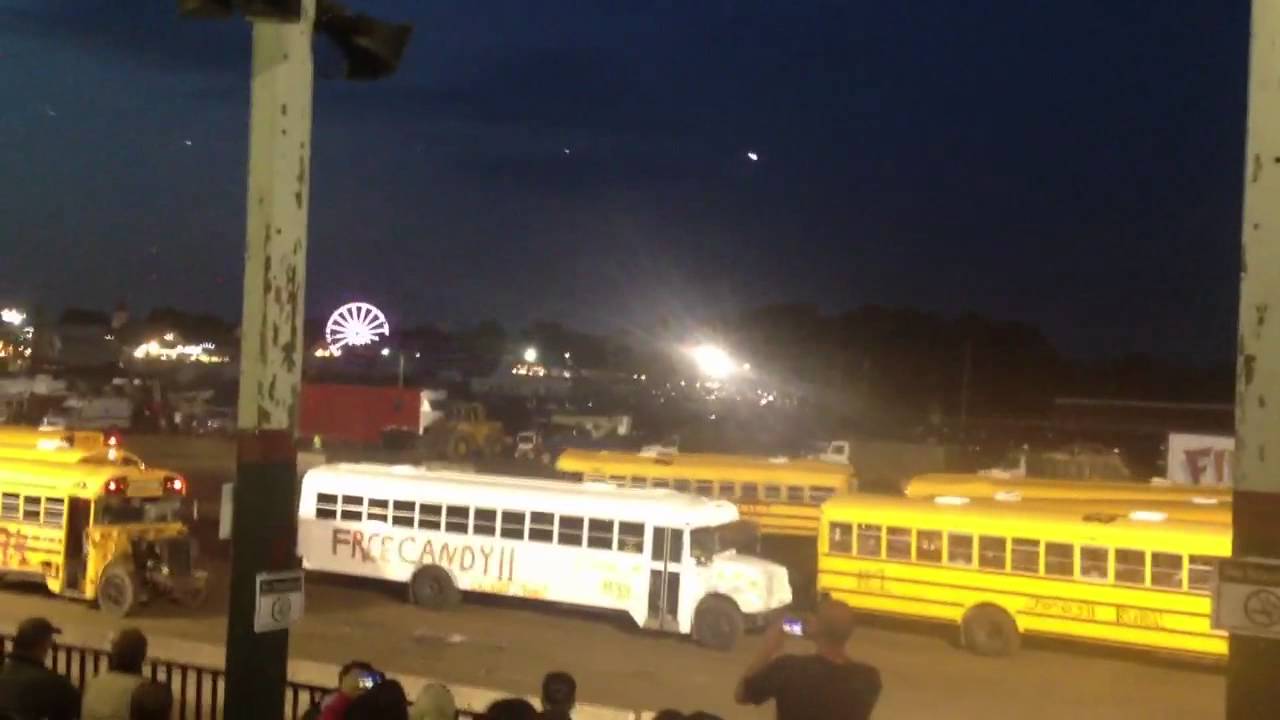 School bus demolition derby - YouTube