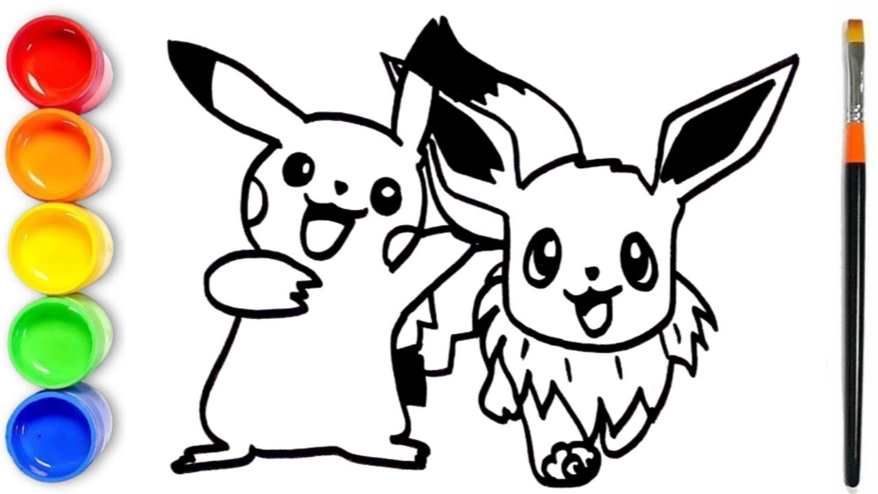 How to draw Pokemon Pikachu and Eevee | Pokemon | Pokemon Cartoon ...