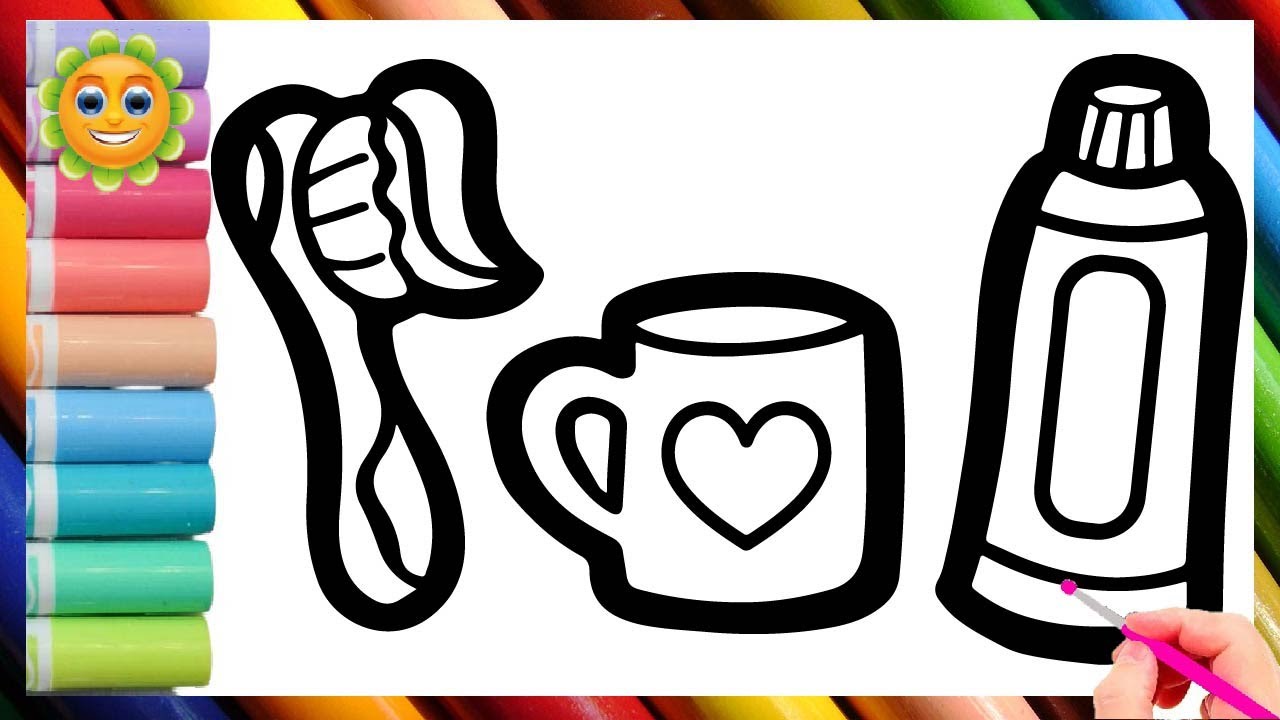 Toothpaste and toothbrush Drawing and Coloring for kids . Drawing for ...